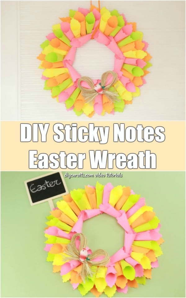 How to Make a Colorful Easter Wreath Out of Sticky Notes - DIY & Crafts